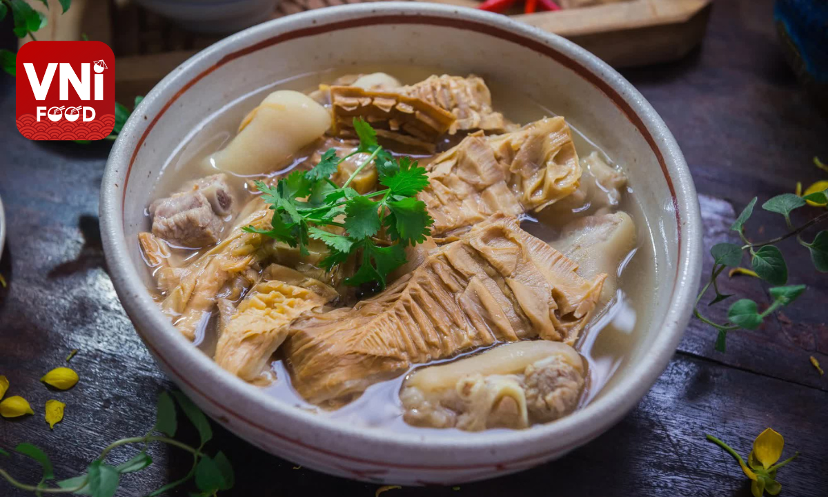 Traditional Vietnamese Soup with Bamboo Shoot (Canh Mang Kho)